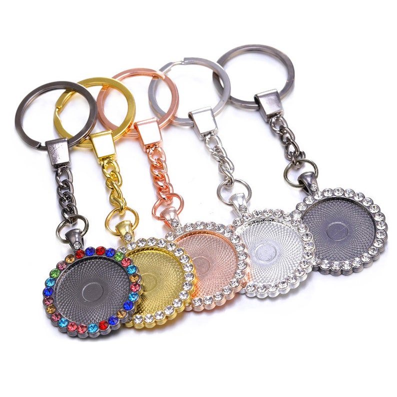 10pcs/lot Alloy Flash Drilling Keychain Pendant Bezel Blank - Etsy