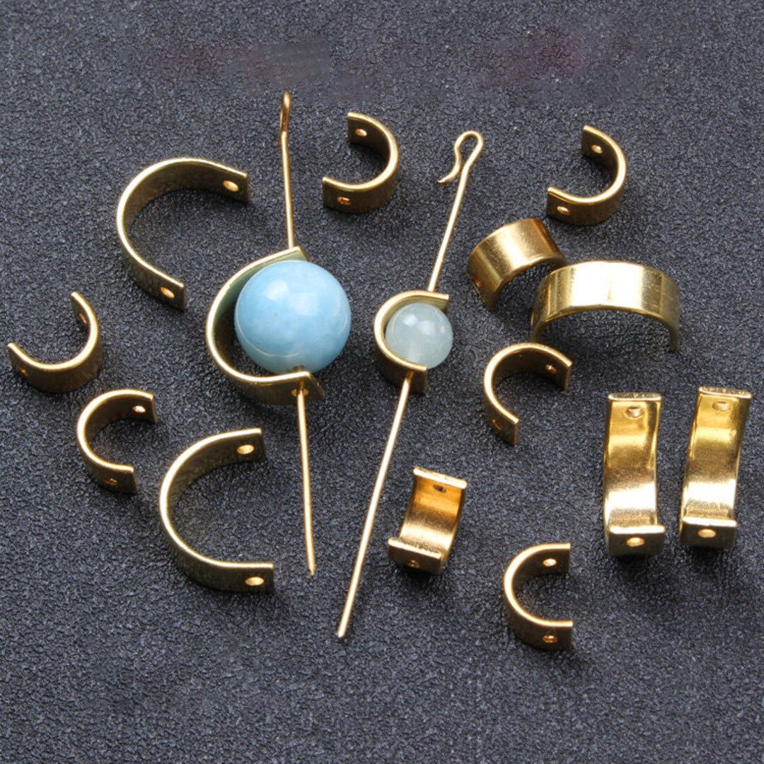 50pcs Raw Brass U Shape Frame Geometric Findings 8.5mm / 10.5mm / 13 ...