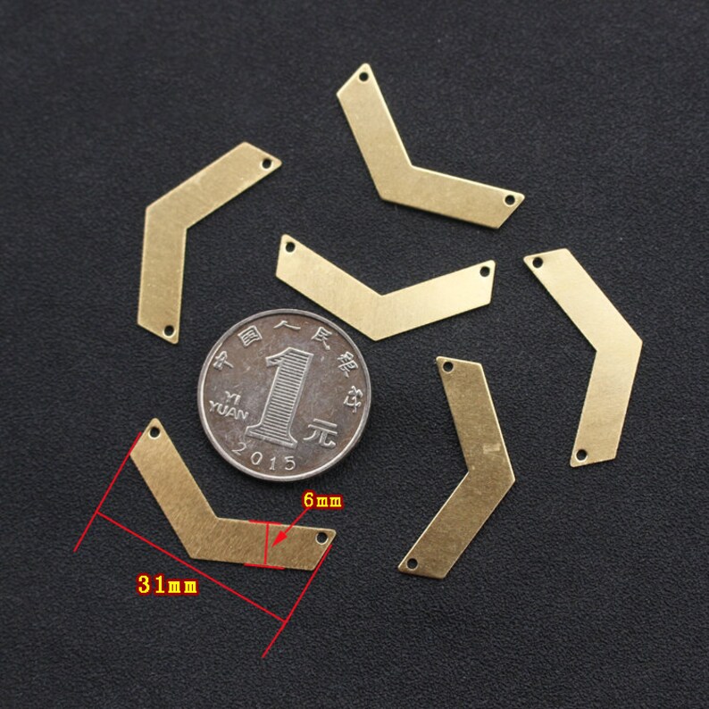 50pcs Raw Brass V Shape Pendant Charms - Etsy