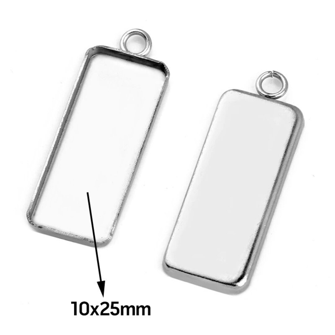 20pcs Stainless Steel Oval Blank Pendant Settings 10x25mm Charms ...