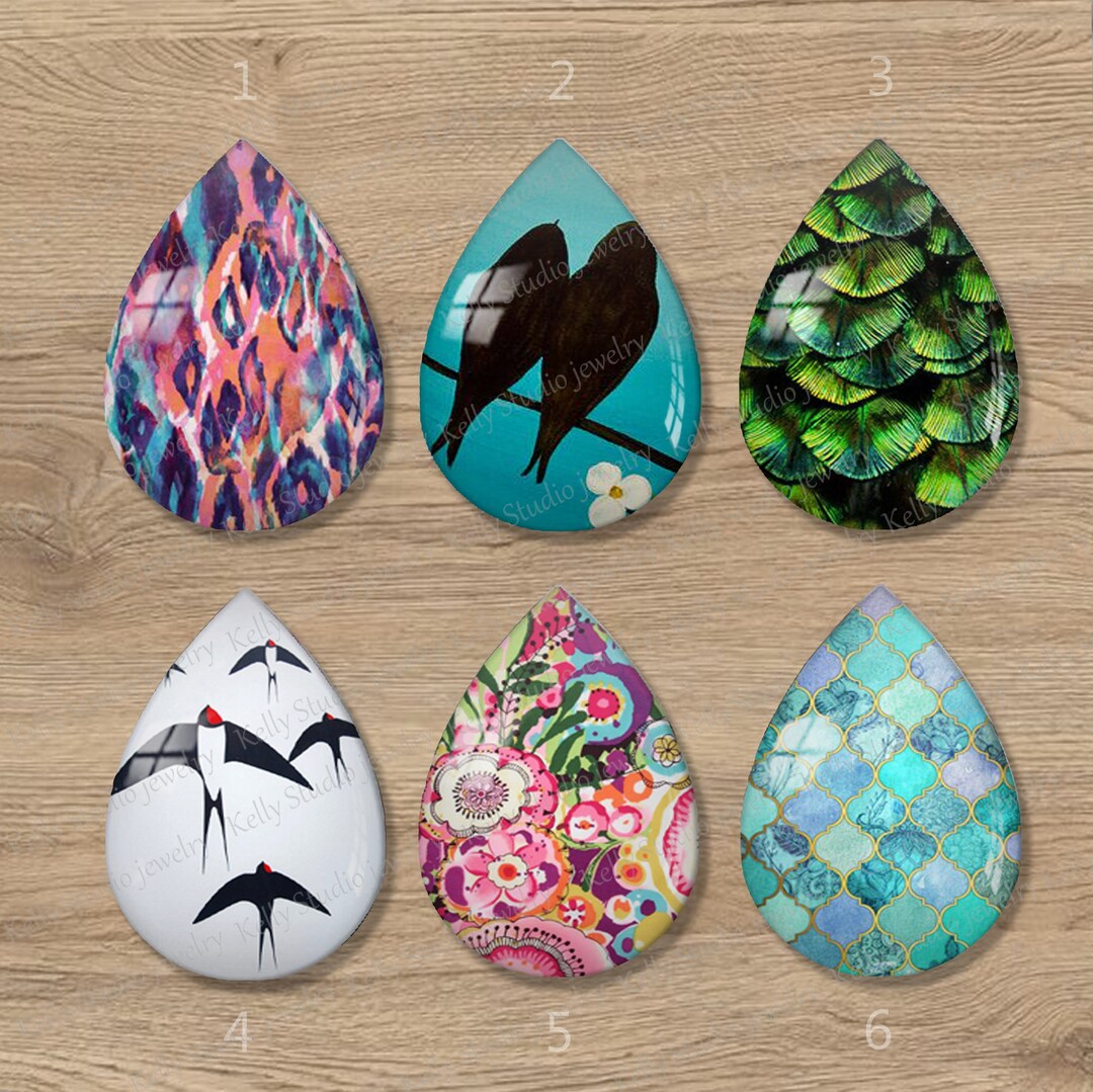 Handmade Photo Teardrop Glass Cabs Cabochons 10x14mm 13x18mm 18x25mm ...