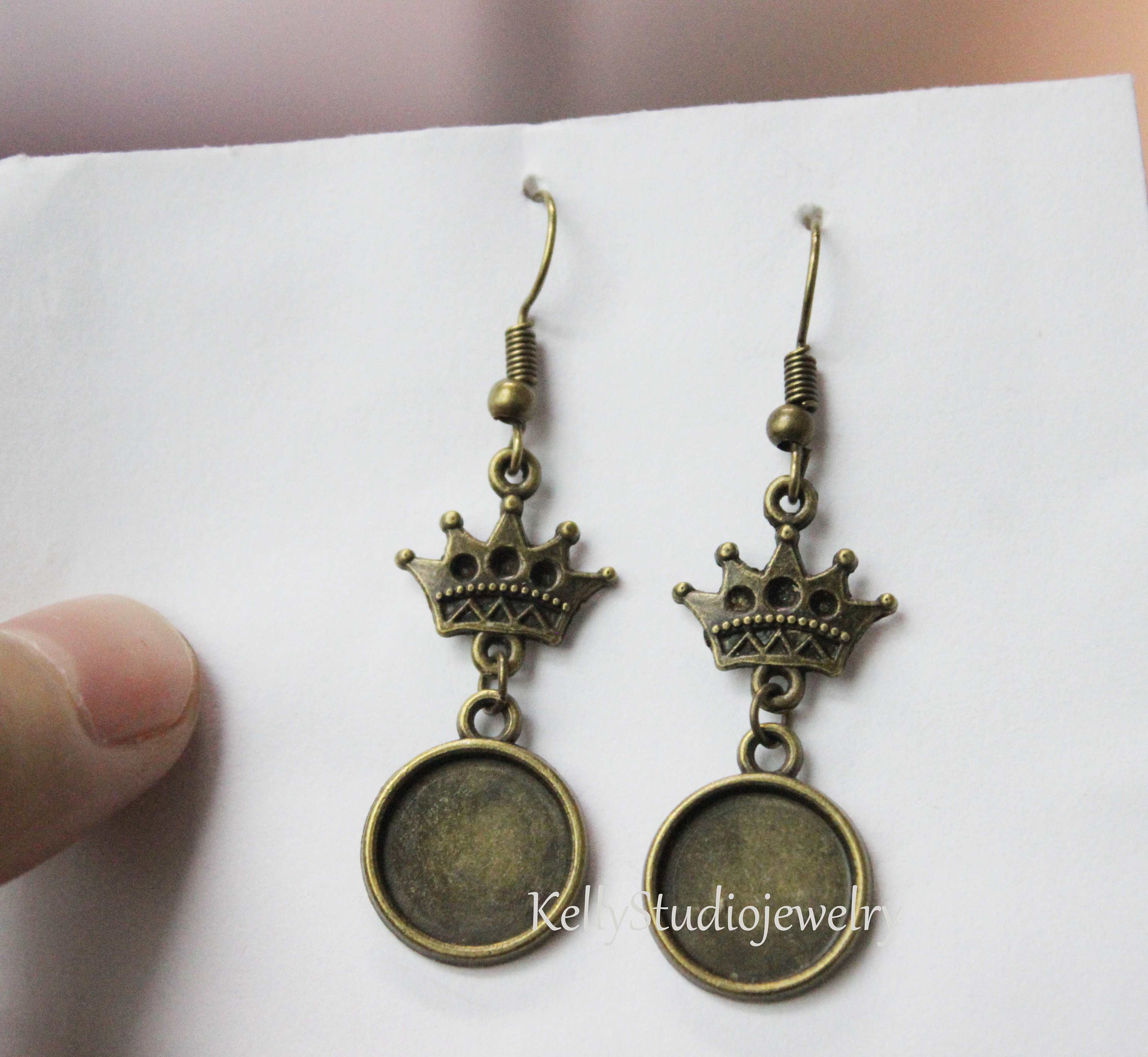 10pcs alloy Crown 12mm Bezel Earring Settings 12mm Earring | Etsy