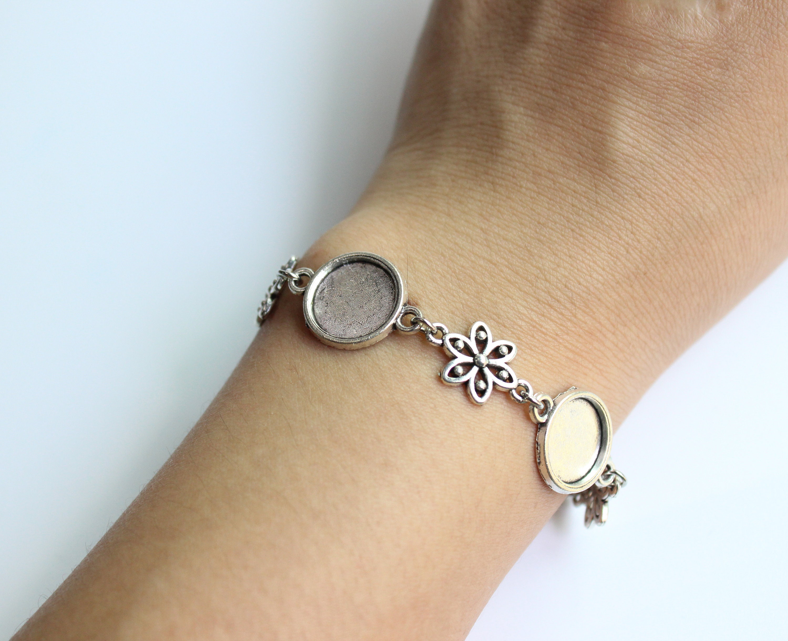 5pcs Flowers Bezel Bracelet Blanks 8mm 10mm 12mm 14mm 16mm 18mm 20mm ...