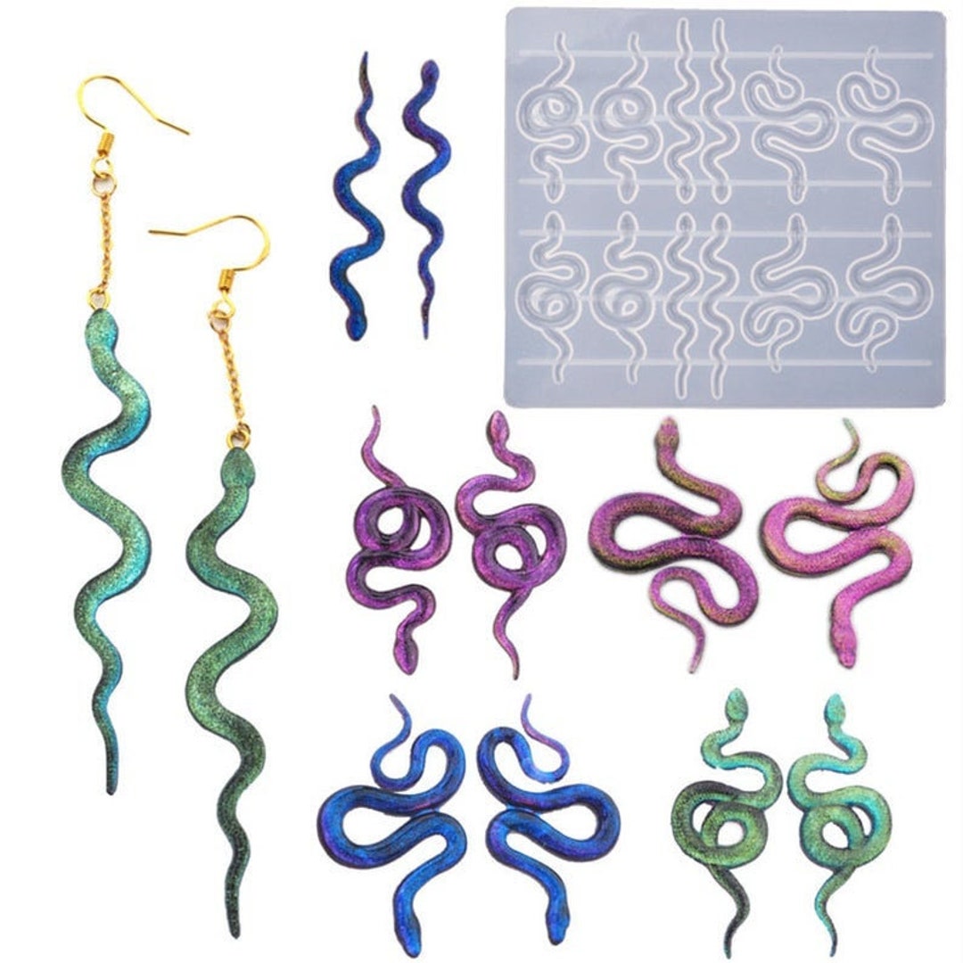 Silicone Snake Earring Charms Mold - Silicone Pendant Epoxy Resin Mold ...