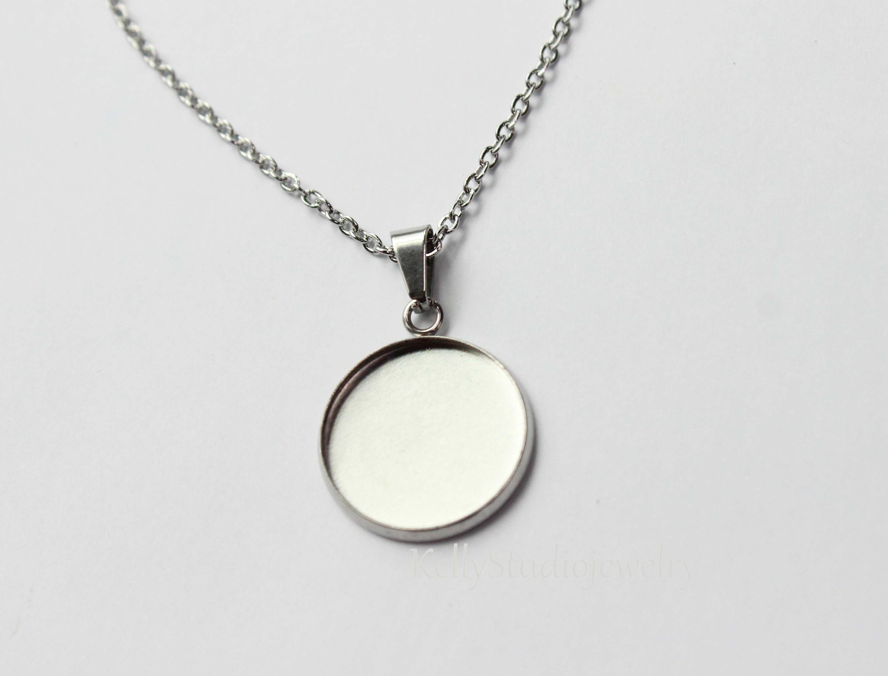 10 Set Stainless Steel Pendant Blank Necklace Chain Settings - Etsy