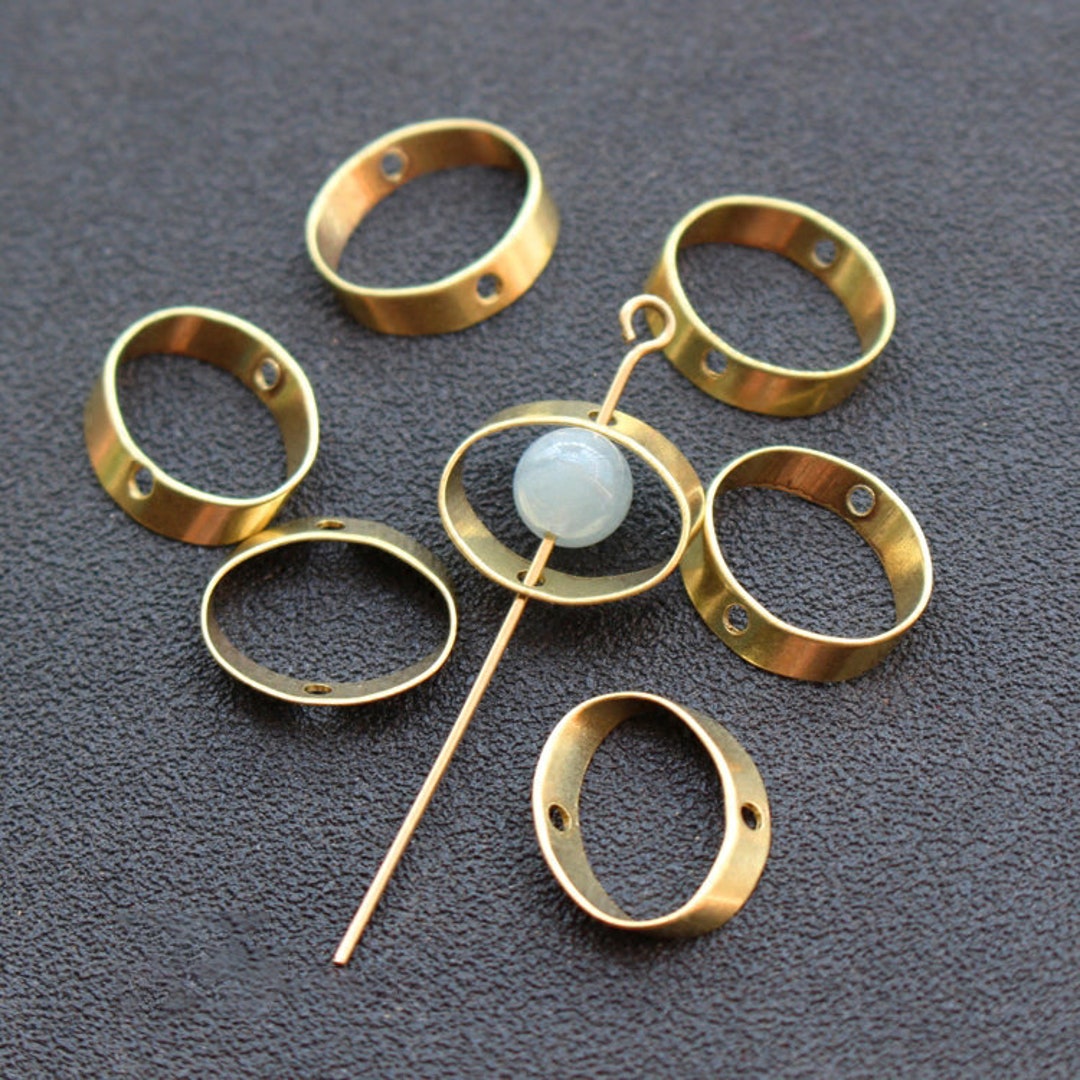 50pcs 12x13mm Raw Brass Brass Bead Frames, Frame Oval Connector - Etsy