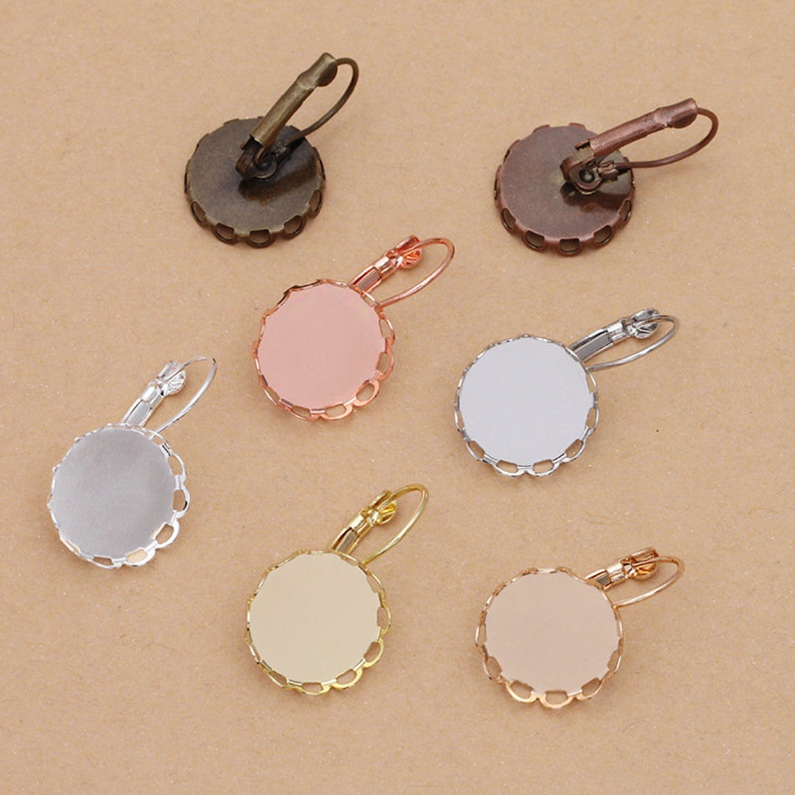 20pcs Brass Lace French Earrings Bezel Blank 12 14 16 18 20mm - Etsy