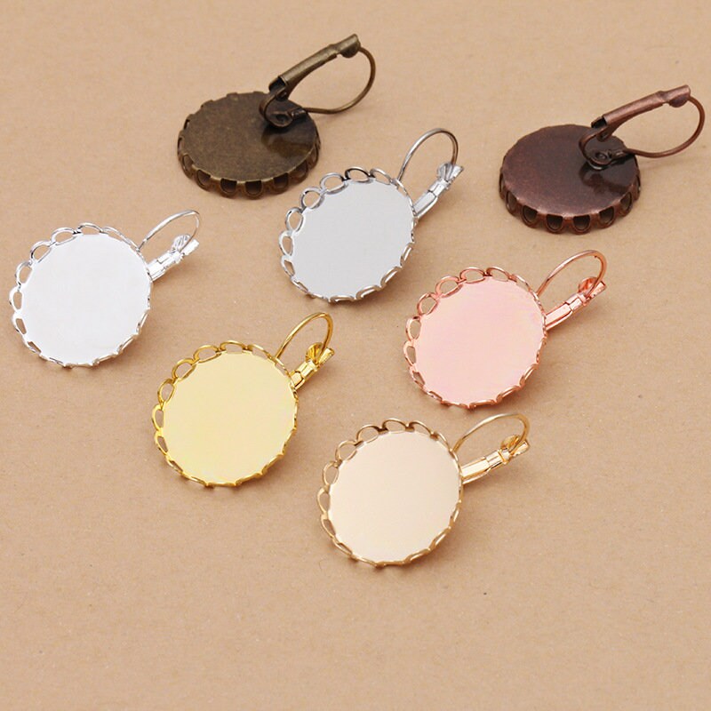 20pcs brass lace French Earrings Bezel Blank 12 14 16 18 20mm | Etsy