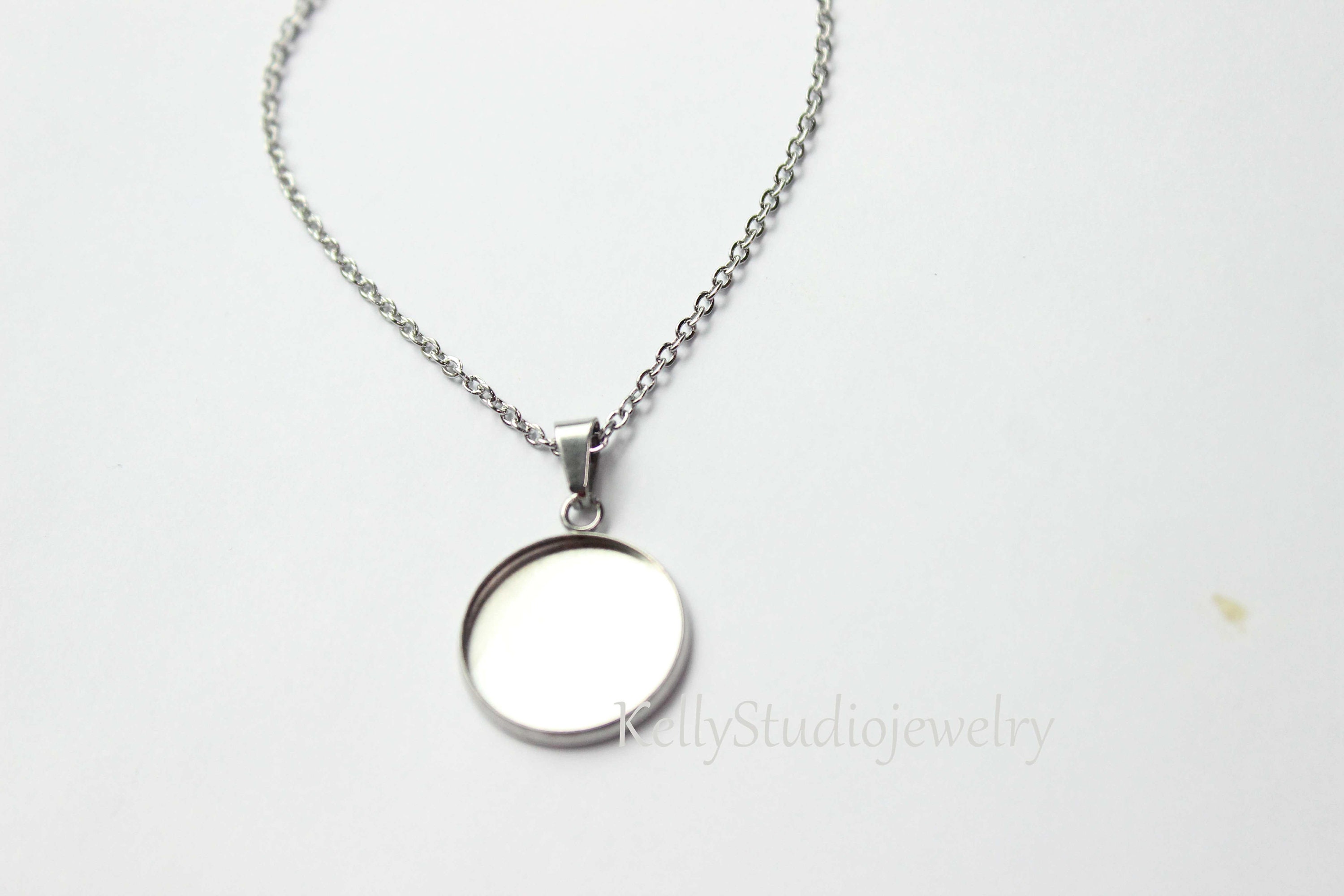 10 Set Stainless Steel Pendant Blank Necklace Chain Settings - Etsy