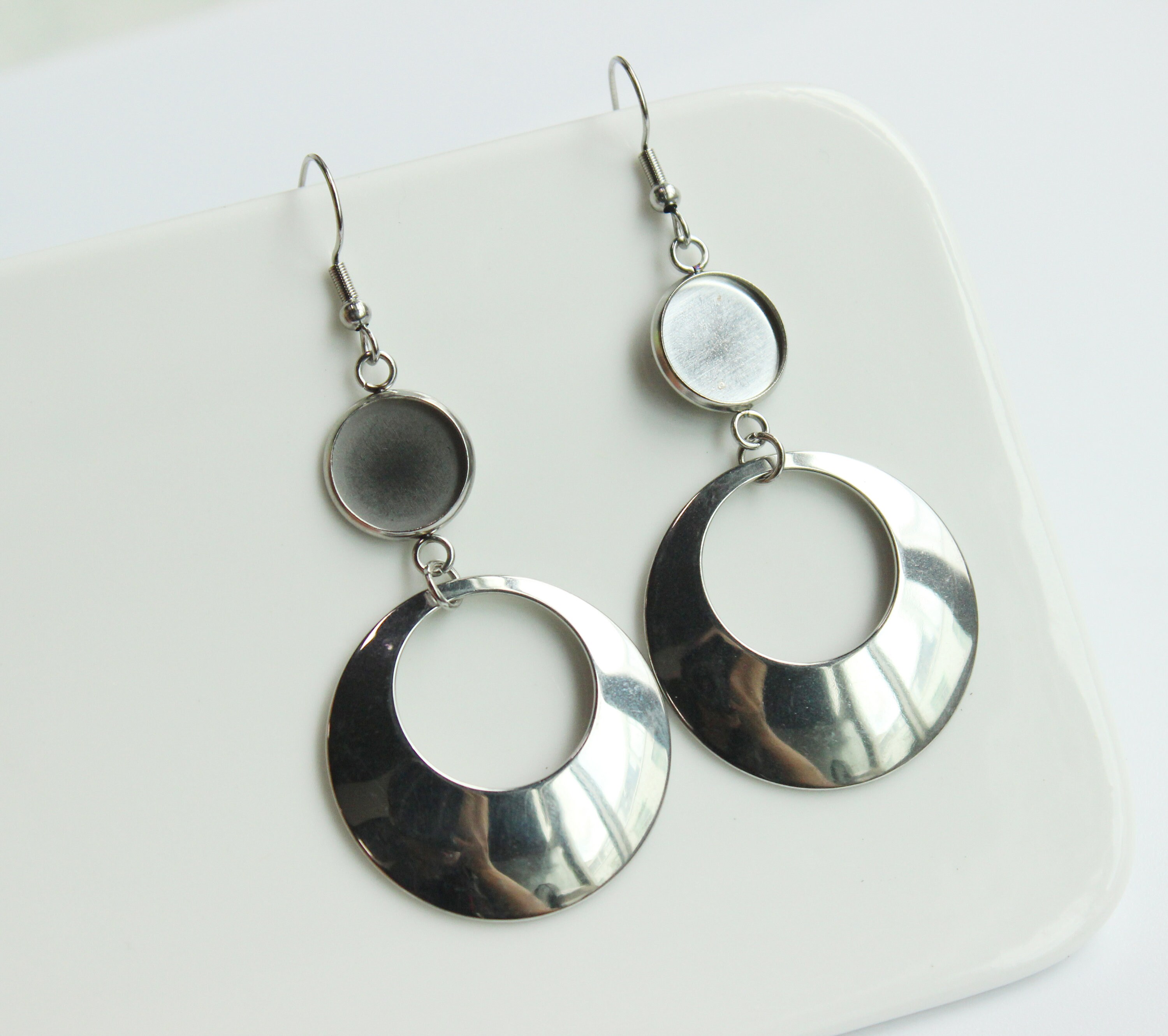 10 Stück Edelstahl Lünette Ohrring Rohlinge 8mm 10mm 12mm | Etsy