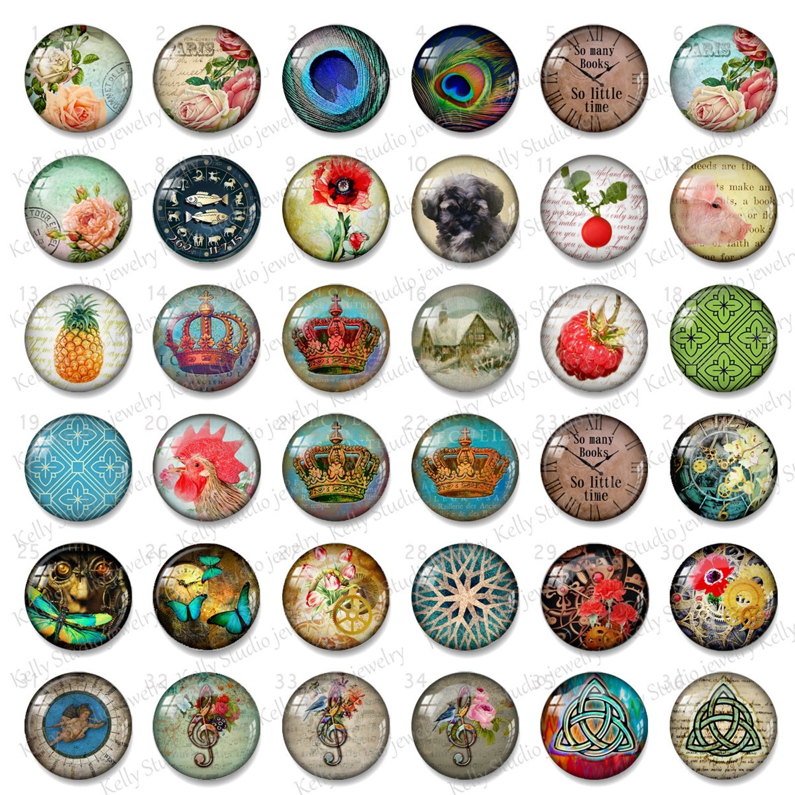 Handmade Photo Glass Cabochon Round cabochons Image Glass | Etsy