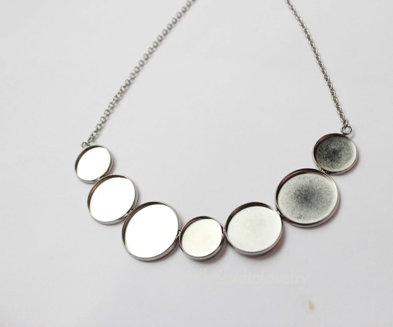 5set stainless steel Pendant blank necklace chain 14mm 18mm | Etsy