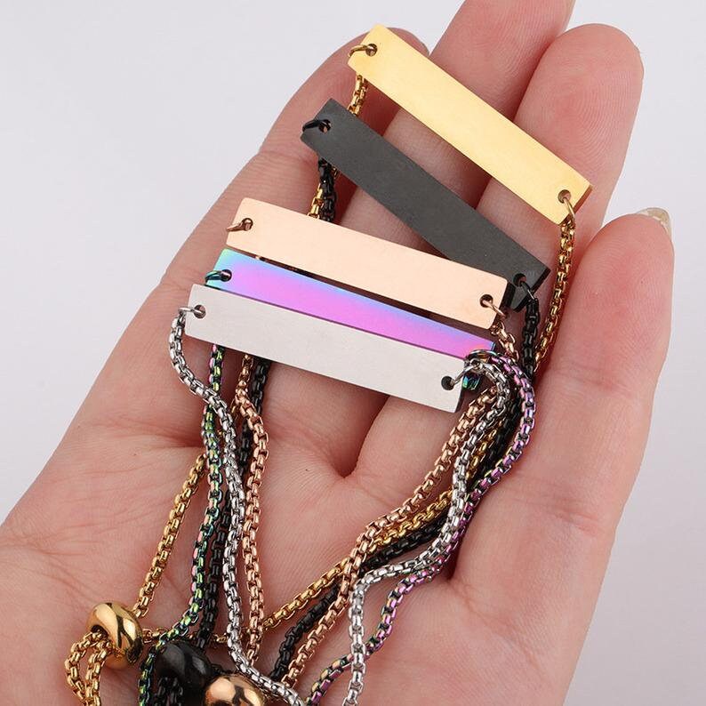 2pcs Stainless Steel Rectangle Bar Adjustable Personalized - Etsy