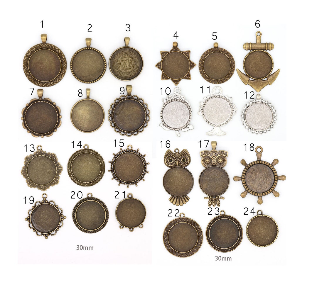 10pcs Alloy 30mm Pendant Blanks, 30mm Pendant Bezel Cups, 35mm Pendant ...