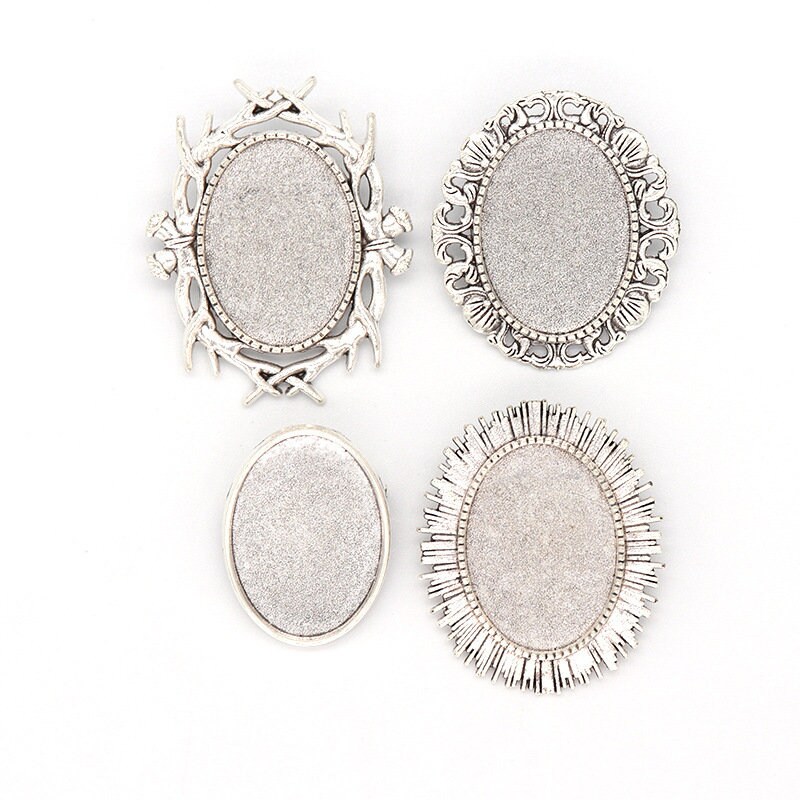 30pcs alloy 18x25mm Bezel Brooches Blank Cabochon Safety | Etsy