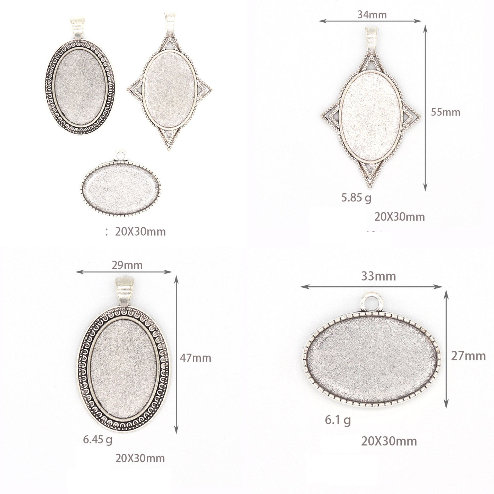 10pcs Alloy Oval 20x30mm Pendant Blanks Pendant Bezel Cups - Etsy