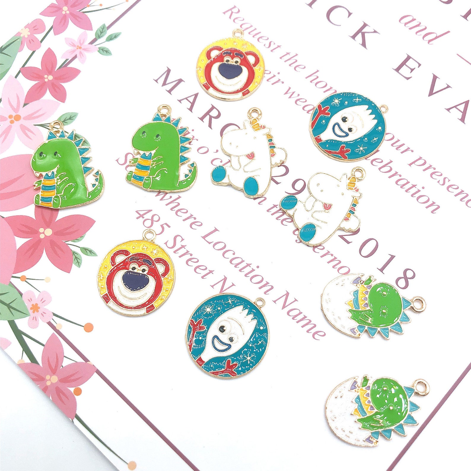 10pcs Cartoon Pendant Charm dinosaur Jewelry Making | Etsy