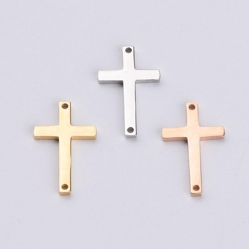 10pcs Stainless Steel Two Hole Highly Polished Cross Pendant - Etsy