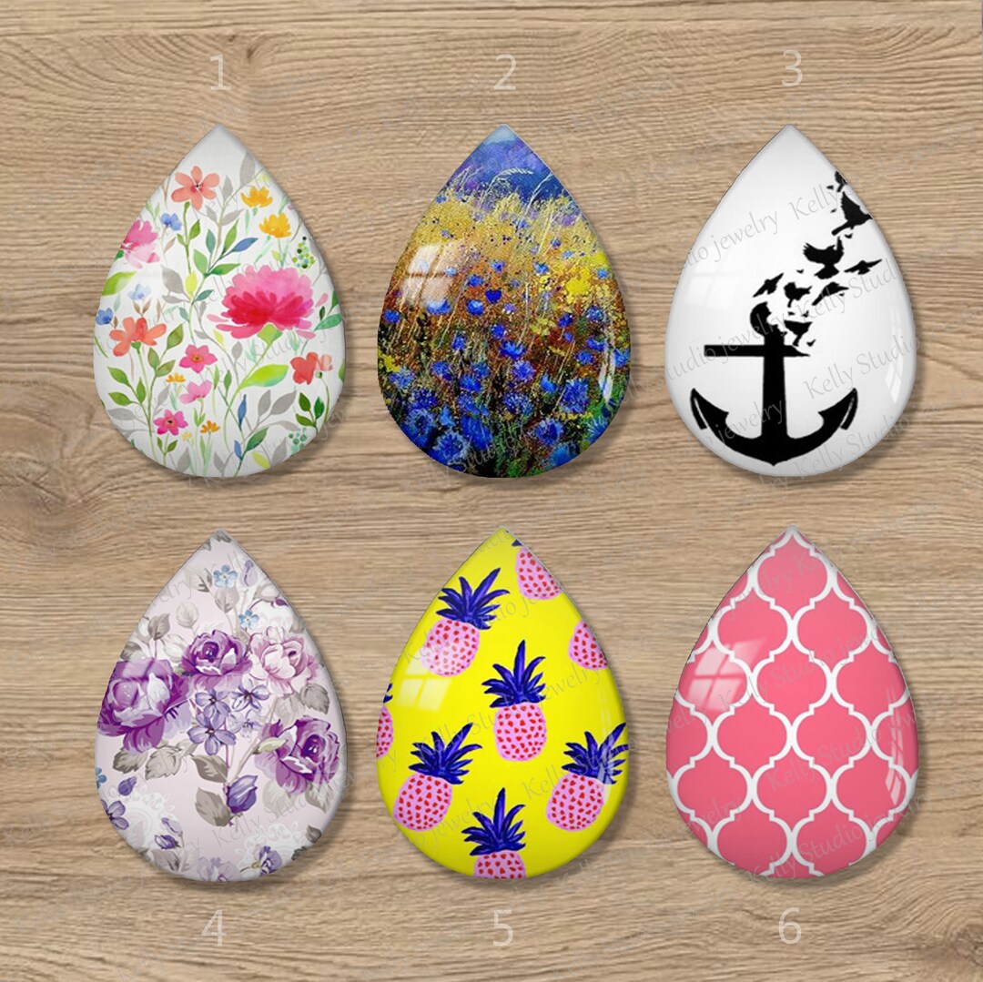 Handmade Photo Teardrop Glass Cabs Cabochons 10x14mm 13x18mm 18x25mm ...