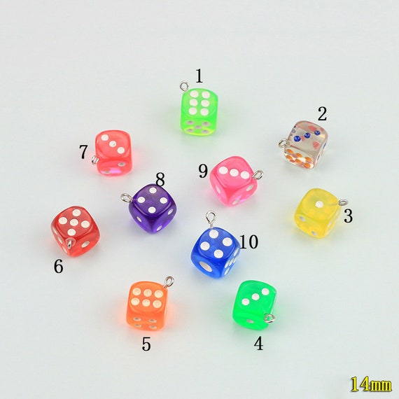 10pcs 14mm Transparent Acrylic Dice Dice Earrings Keychain - Etsy