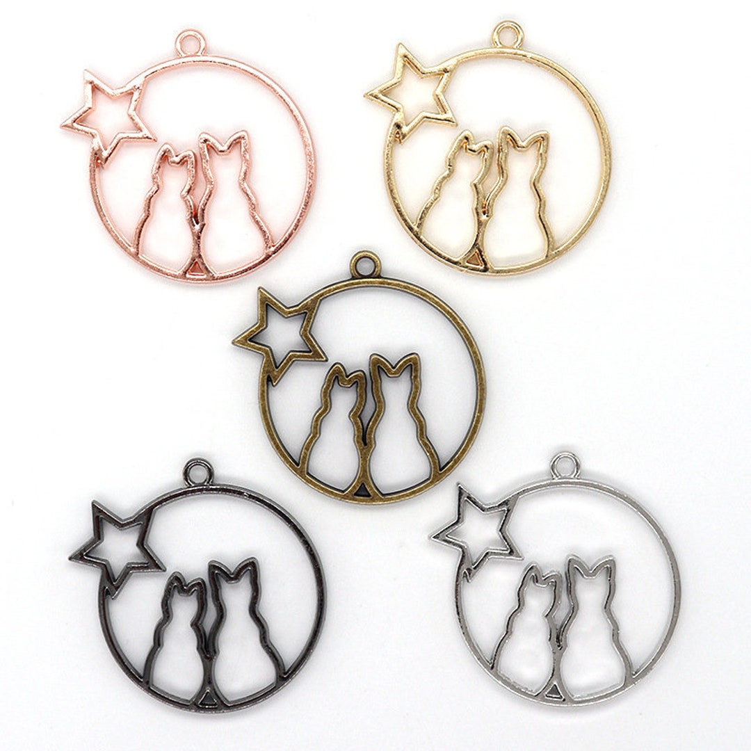 10pcs Cat 44x44mm Connector Charms Pendant Open Bezel Setting Resin ...