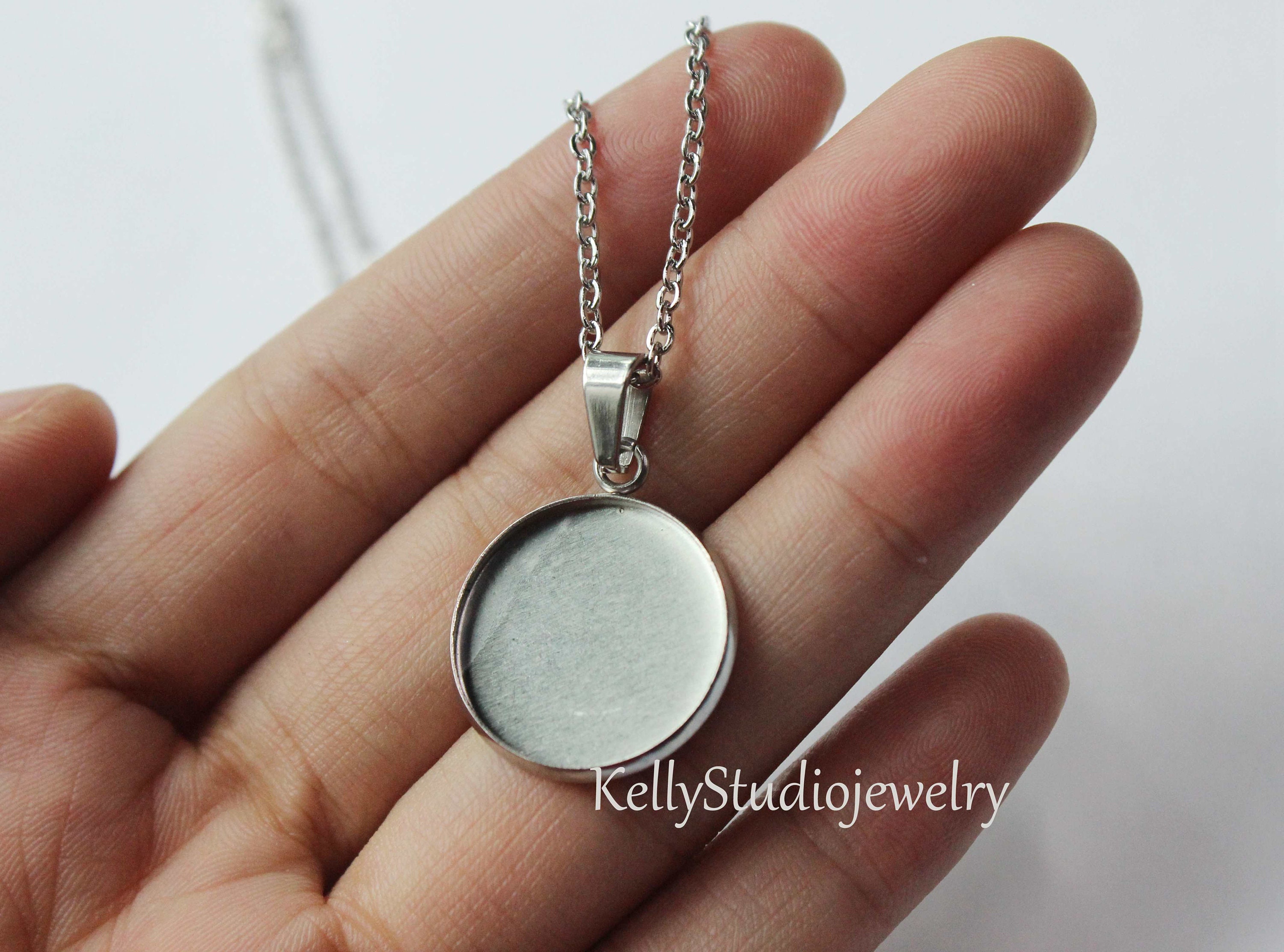 10 Set Stainless Steel Pendant Blank Necklace Chain Settings - Etsy