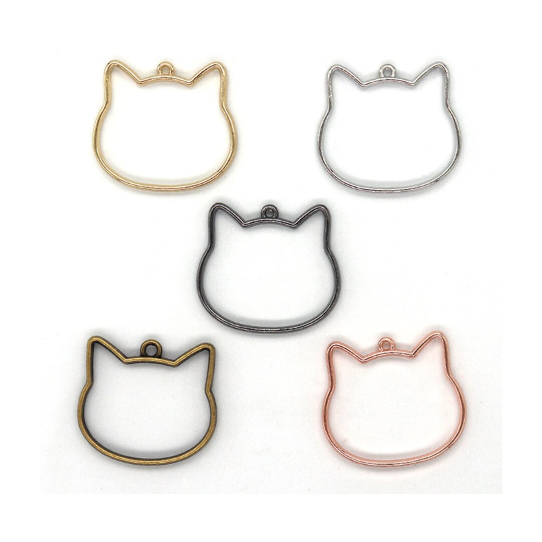 20pcs Cat 29x26mm Connector Charms Pendant Open Bezel Setting Resin ...