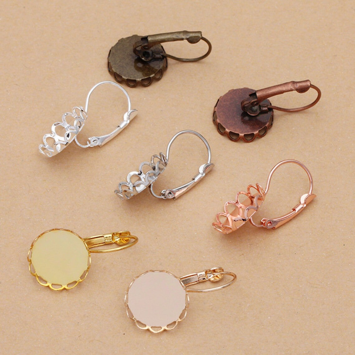 20pcs Brass Lace French Earrings Bezel Blank 12 14 16 18 20mm - Etsy