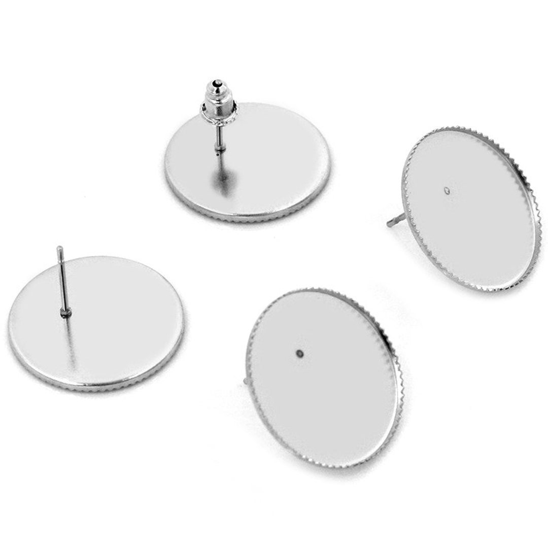 30pcs Stainless Steel Tooth Bezel Earring Blank Base 18/20/25mm ...