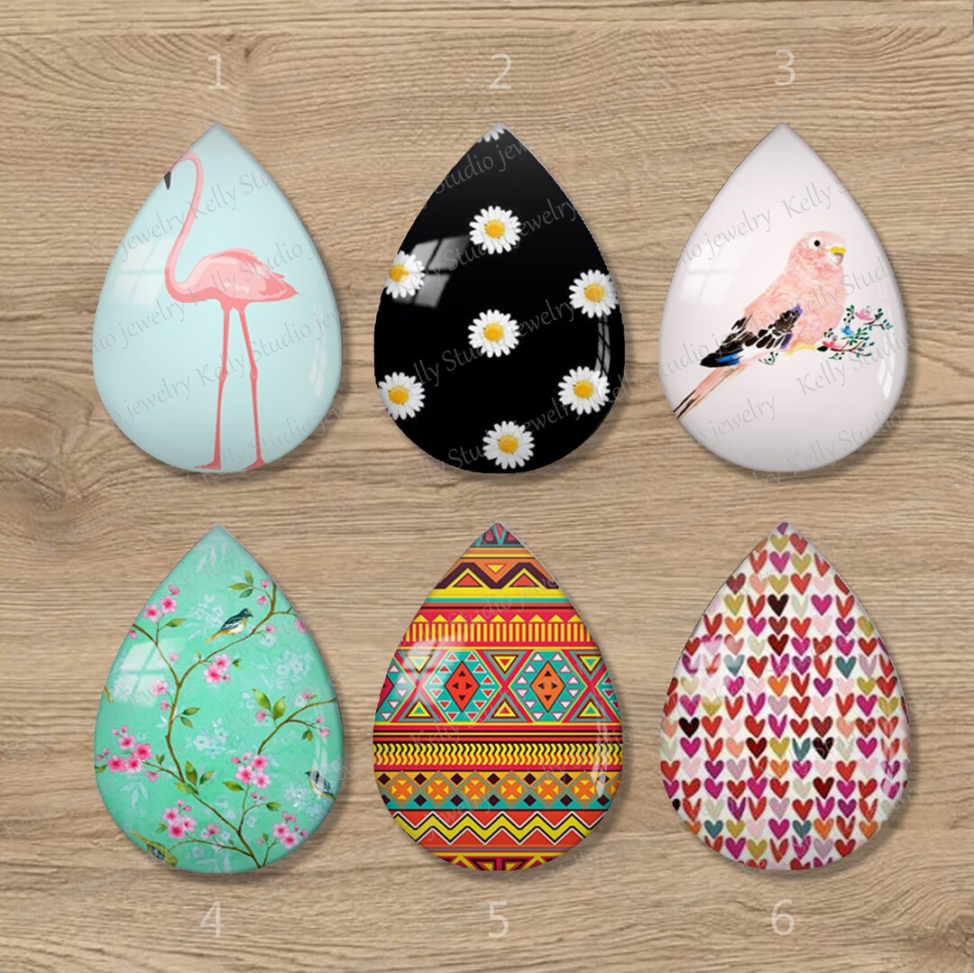 Handmade Photo Teardrop Glass Cabs Cabochons 10x14mm 13x18mm 18x25mm ...
