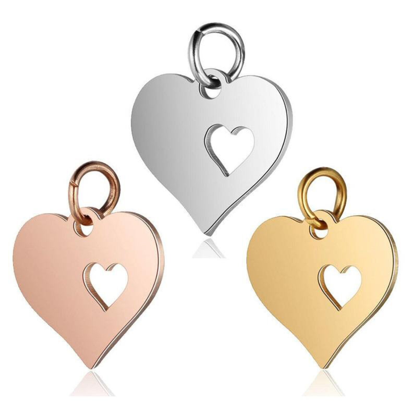 10pcs Edelstahl Herz Charms Anhänger 13x16mm Stern Schmuck | Etsy