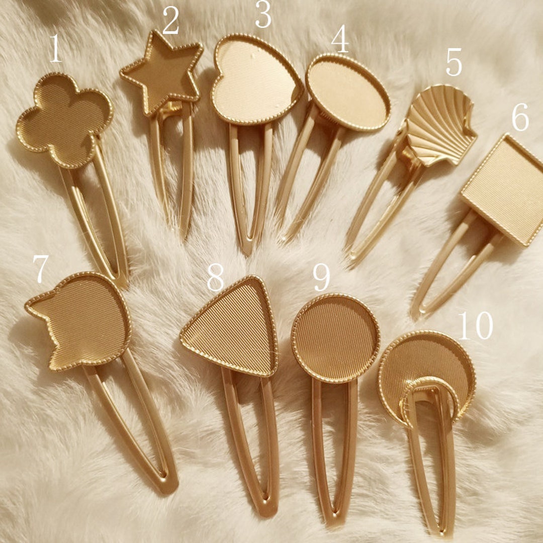 5pcs Hair Clips Blank Bezel , Hair Base Settings Tray, Bobby Pins ...