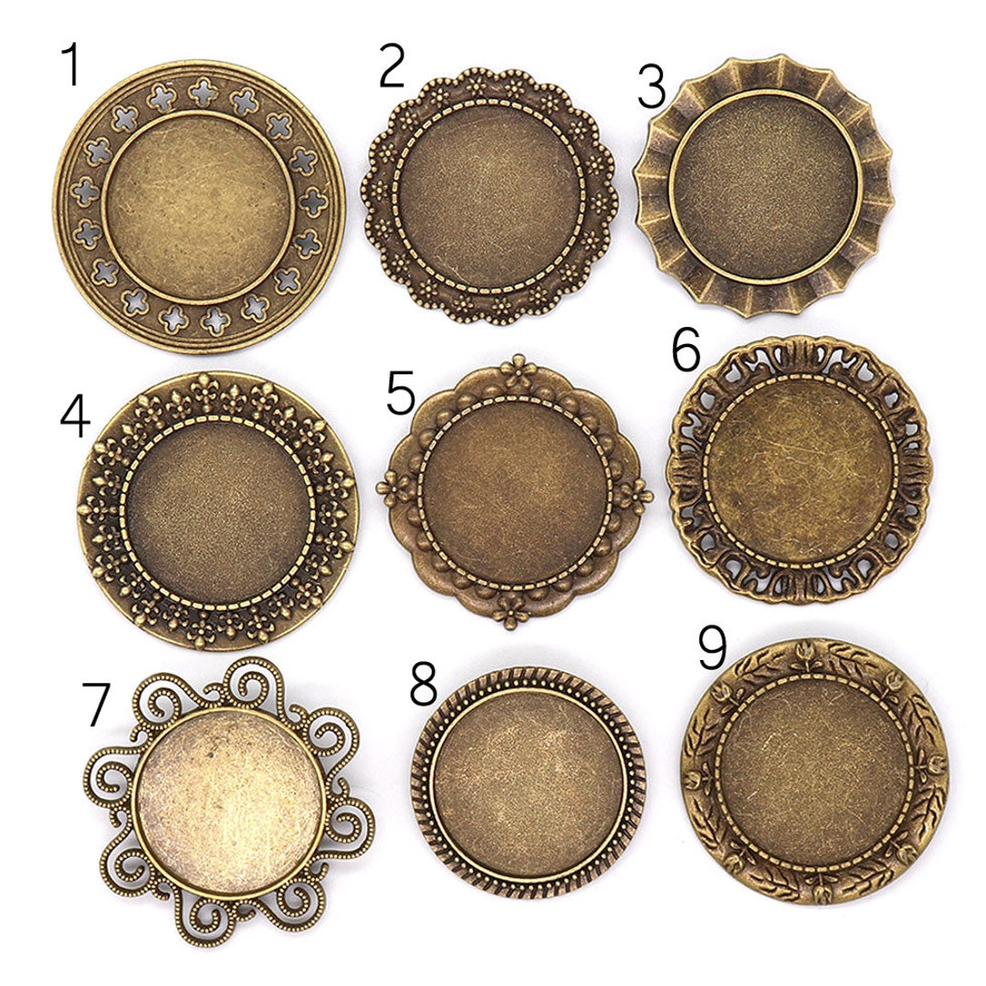 30pcs Alloy 25mm Bezel Brooches Blank, Cabochon Safety Brooch Blank ...
