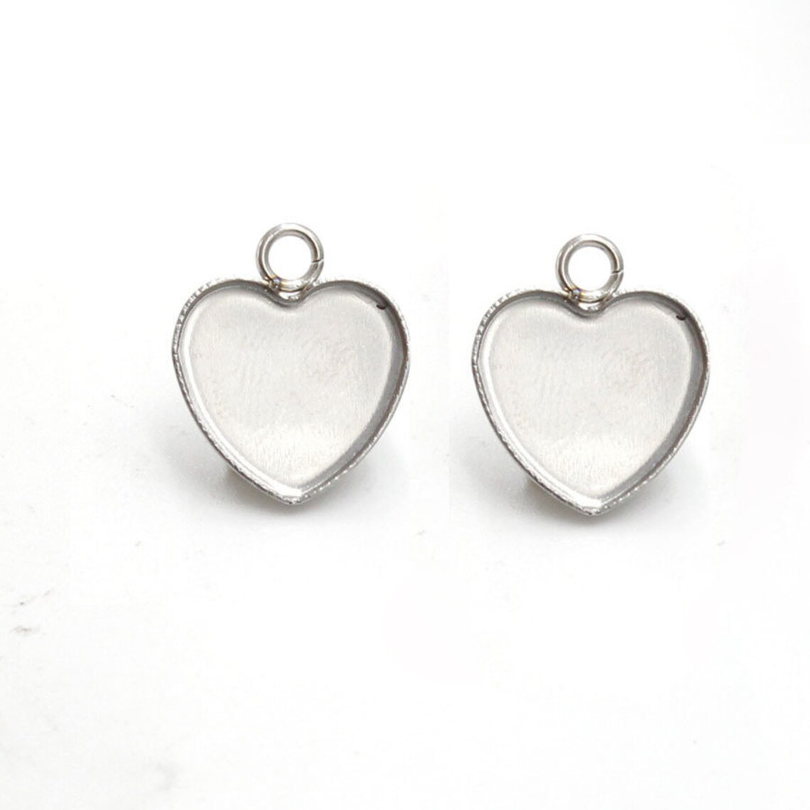50pcs Stainless Steel 10mm 12mm Heart Blank Pendant Settings - Etsy