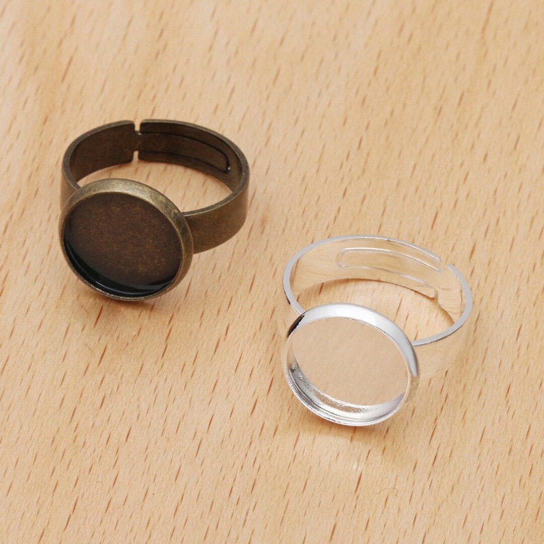20pcs Brass Ring Blanks 12mm Ring Bezel Settings, Antique Bronze ...