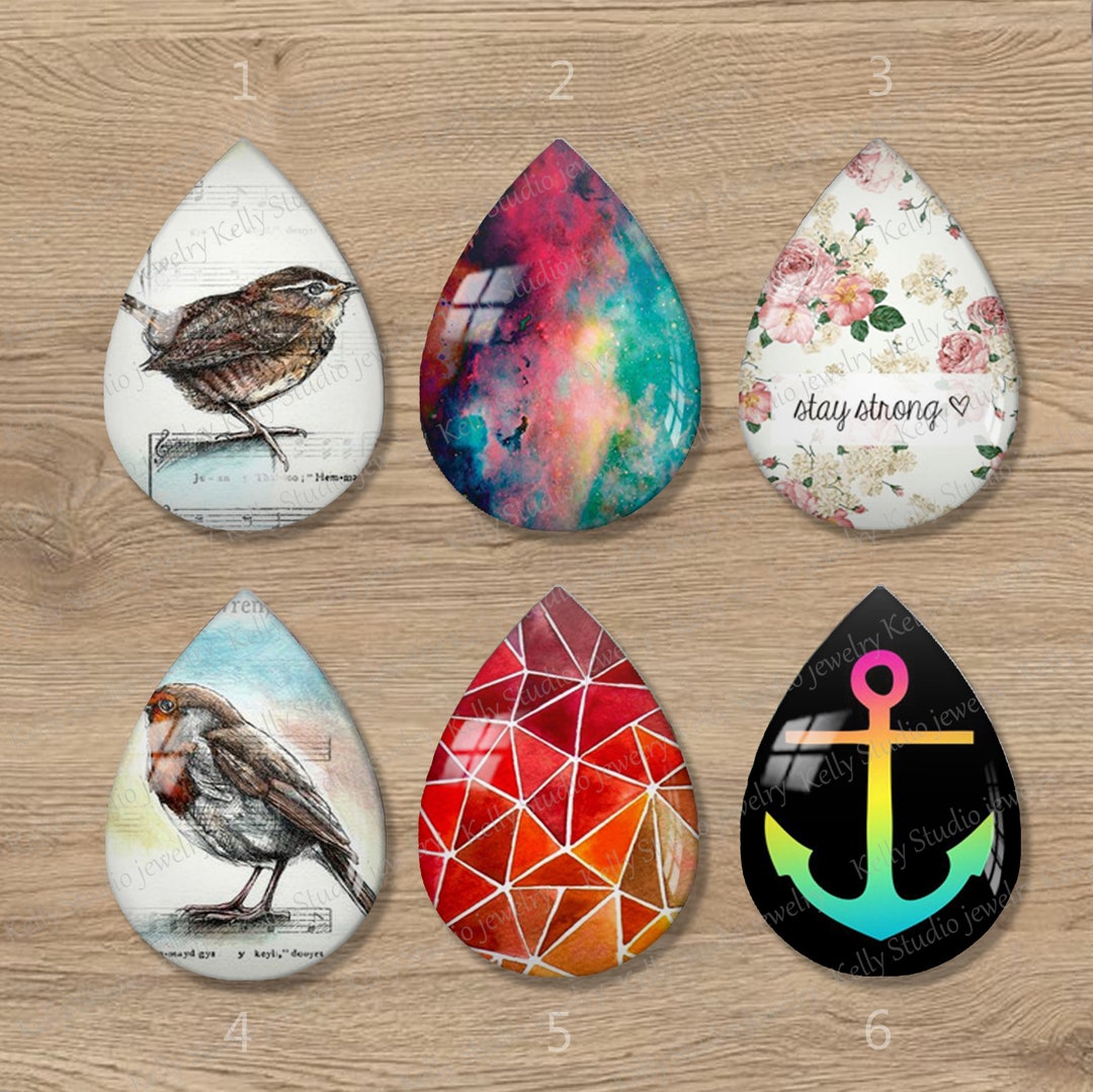 Handmade Photo Teardrop Glass Cabs Cabochons 10x14mm 13x18mm 18x25mm ...