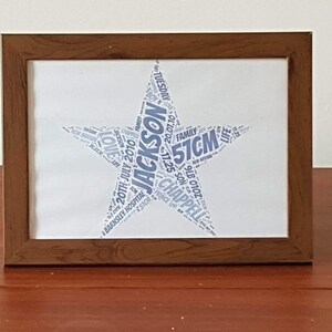 Star Word Art, Star Word Collage, Star Typography, Personalised Word ...