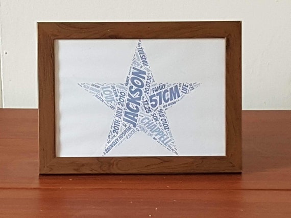 Star Word Art Star Word Collage Star Typography | Etsy