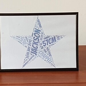 Star Word Art, Star Word Collage, Star Typography, Personalised Word ...