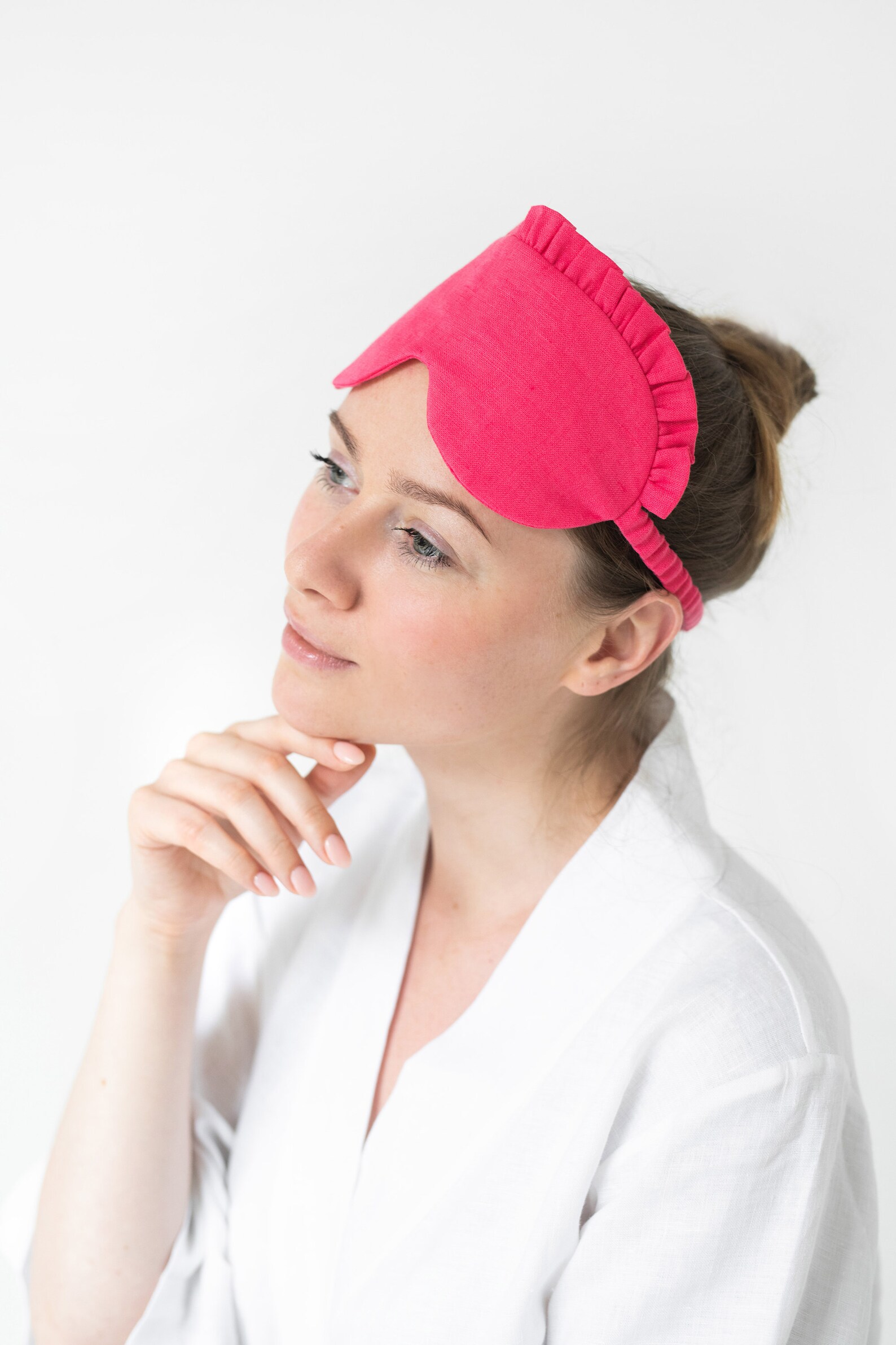 Pink Sleeping Mask Set / Organic Linen Sleep Mask / Night Eye | Etsy