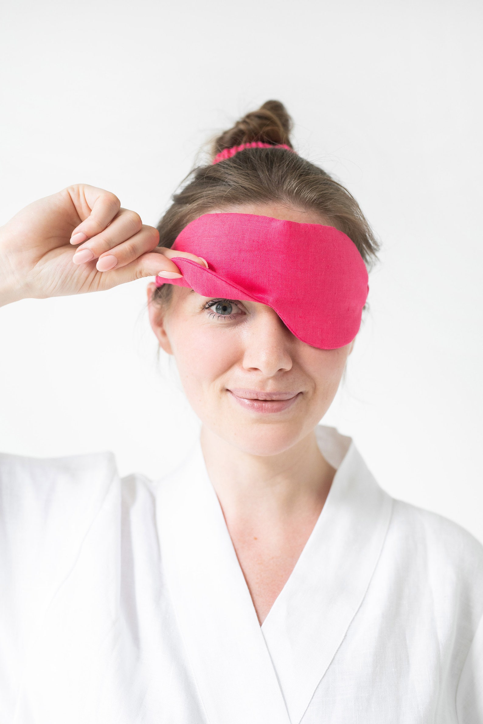 Pink Sleeping Mask Set / Organic Linen Sleep Mask / Night Eye | Etsy