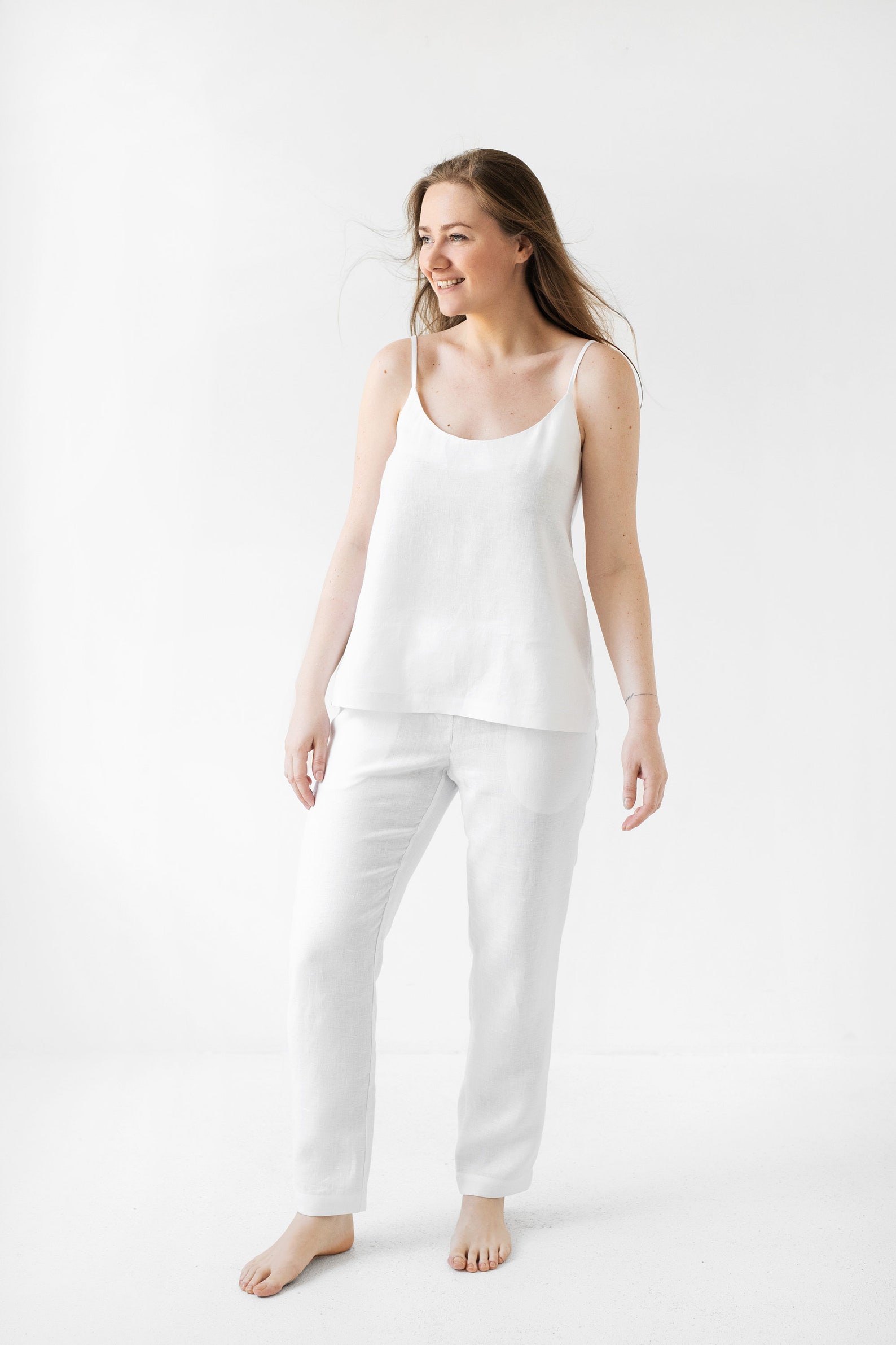 Minimal Linen Top / White Linen Cami Top / Basic Linen - Etsy