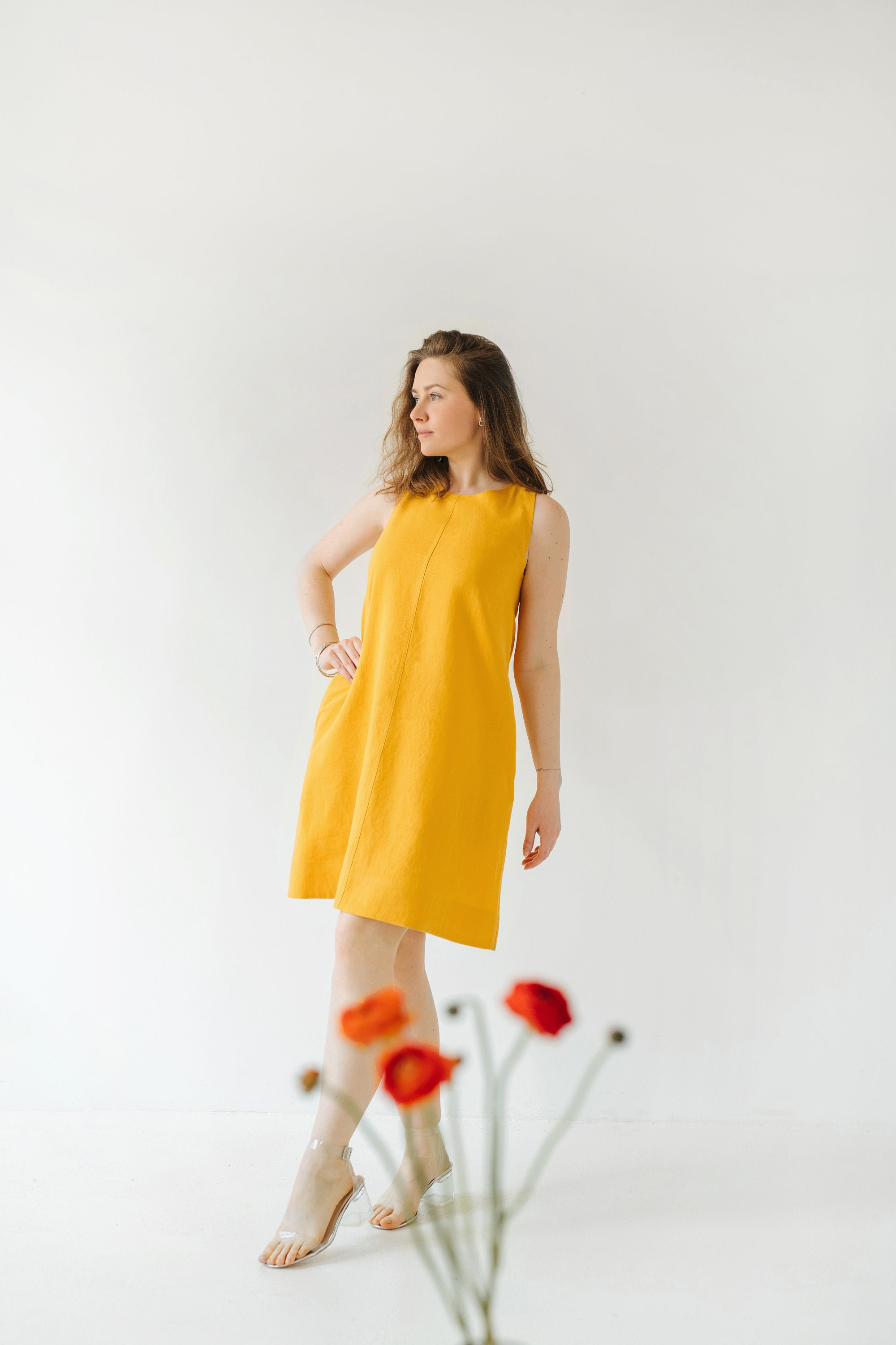 Loose Linen Belt Dress Simple Linen Shift Dress Summer Linen | Etsy