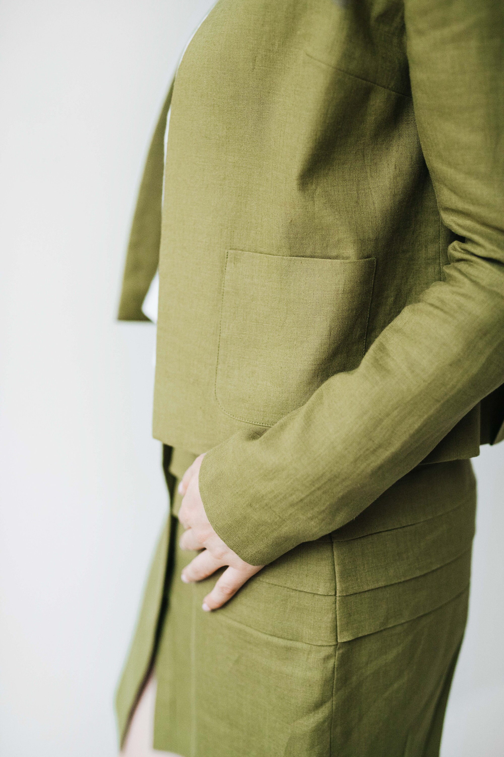 Linen Jacket for Women/ Olive Linen Blazer/ Short Linen Summer | Etsy