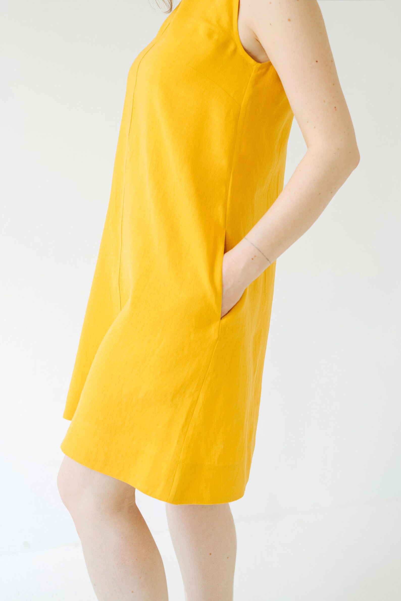 Loose Linen Belt Dress Simple Linen Shift Dress Summer Linen | Etsy