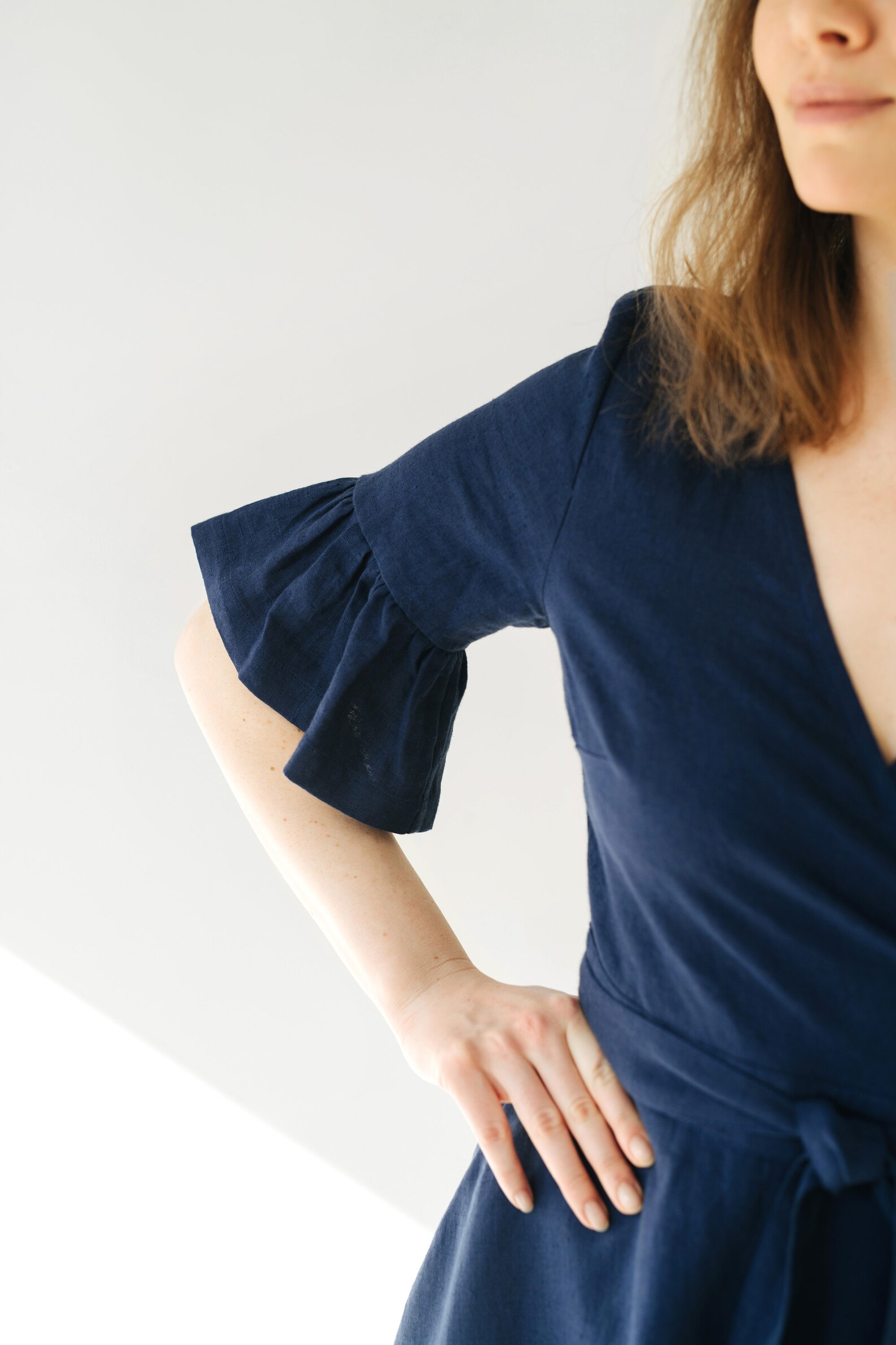 Linen Wrap Dress Classic Linen Mini Dress With Pockets Linen - Etsy