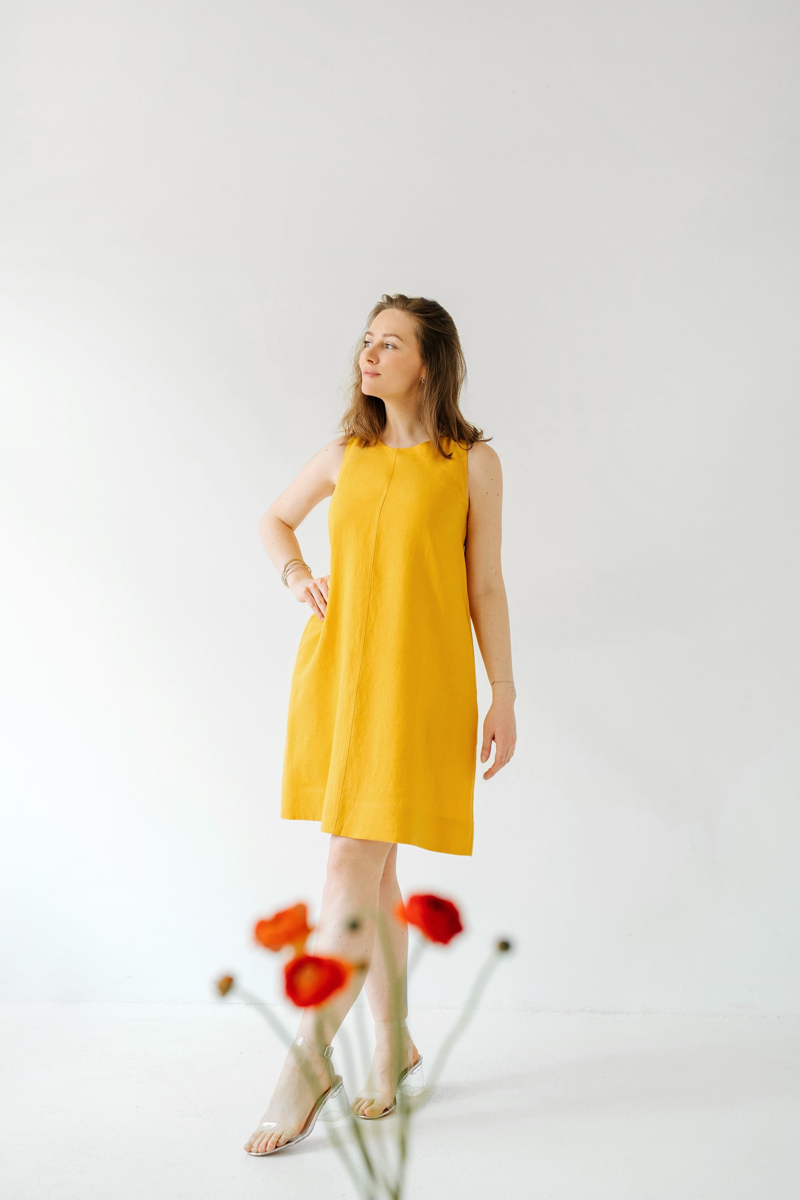 Loose Linen Belt Dress Simple Linen Shift Dress Summer Linen | Etsy