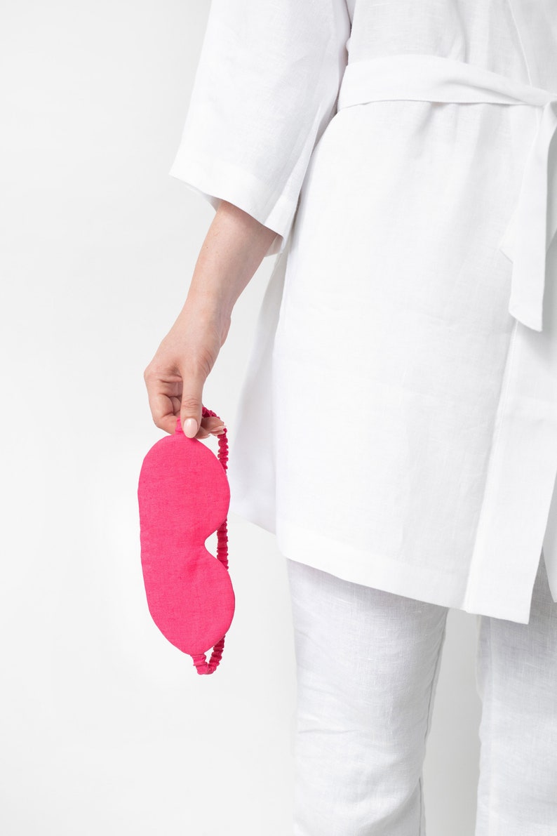 Pink Sleeping Mask Set / Organic Linen Sleep Mask / Night Eye - Etsy