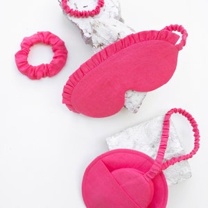 Pink Sleeping Mask Set / Organic Linen Sleep Mask / Night Eye Mask ...