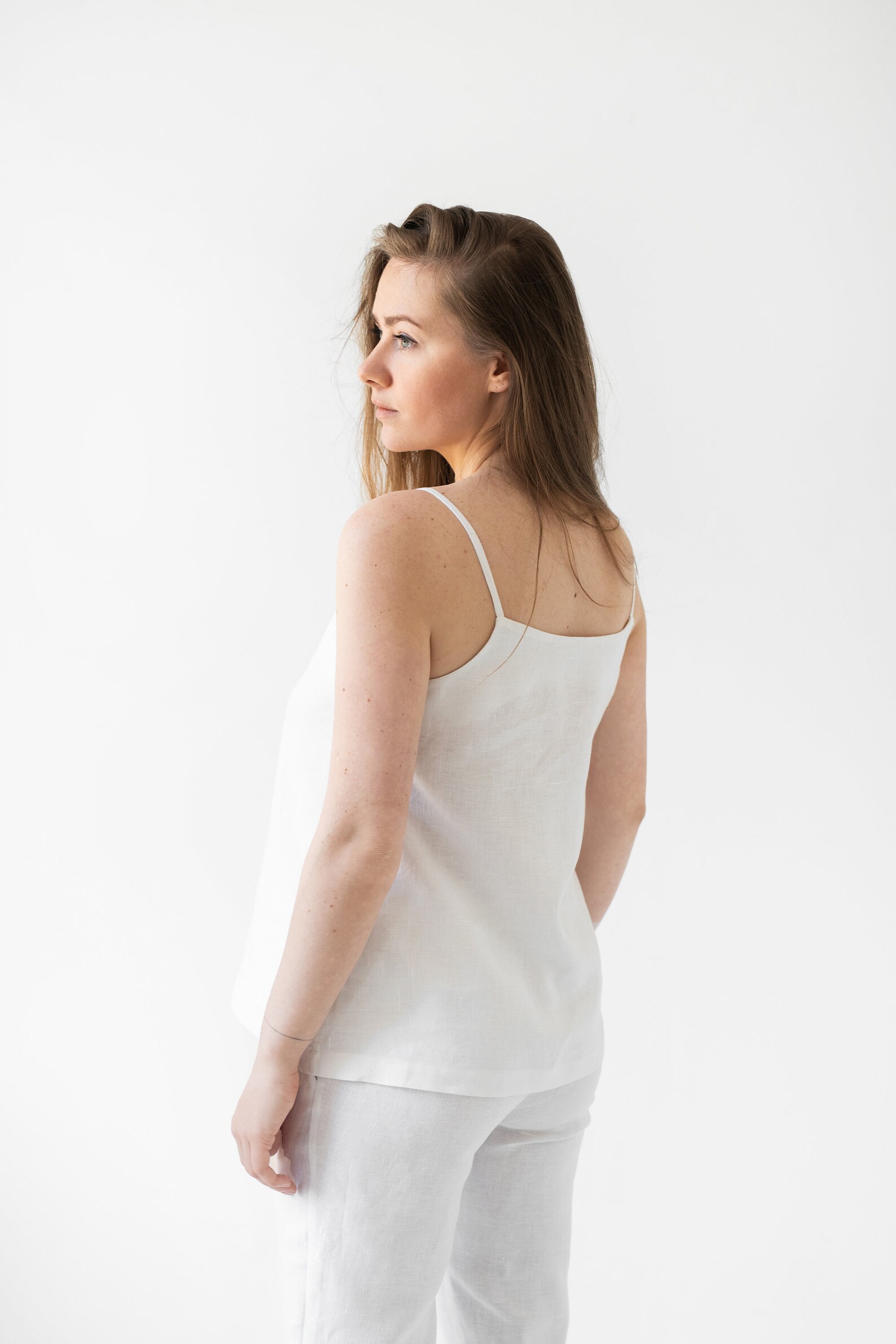 Minimal Linen Top / White Linen Cami Top / Basic Linen - Etsy